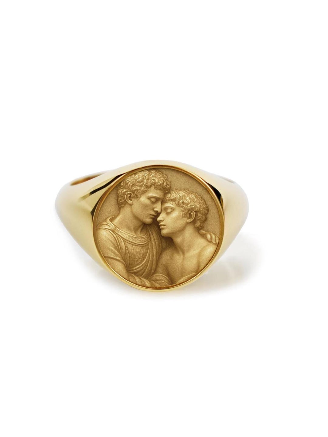 14K Gold Apollo and Hyacinth Signet Ring, Greek Mythology Band - Etsy