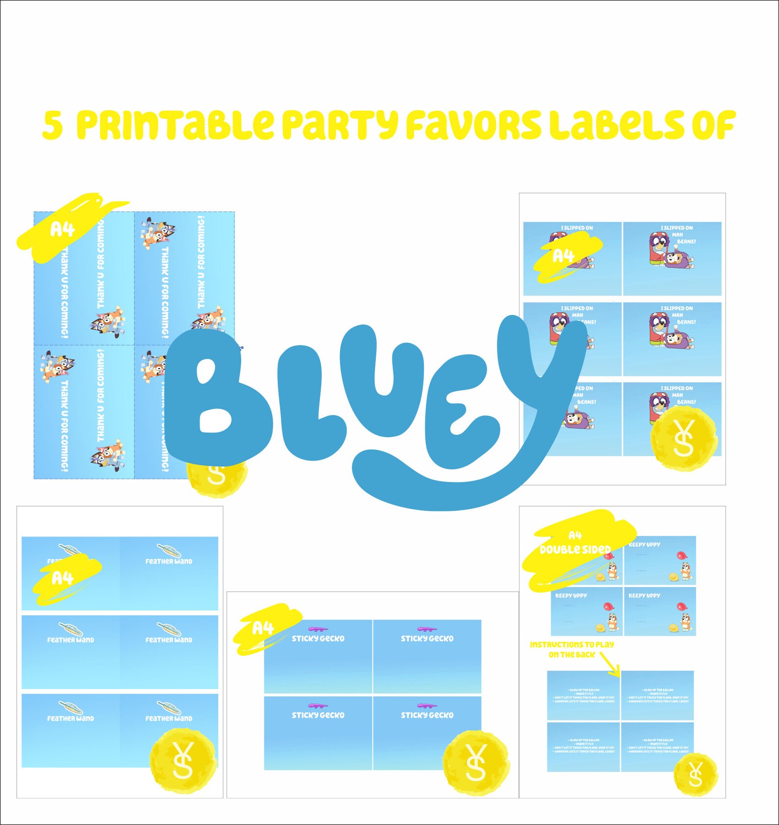 Printable Printable Party Favors Bluey Themed Party Bluey - Etsy Canada