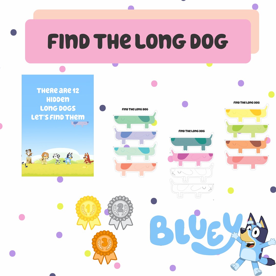 Find the Long Dog Hide and Seek Activity Bluey Busy Time Bluey Themed ...