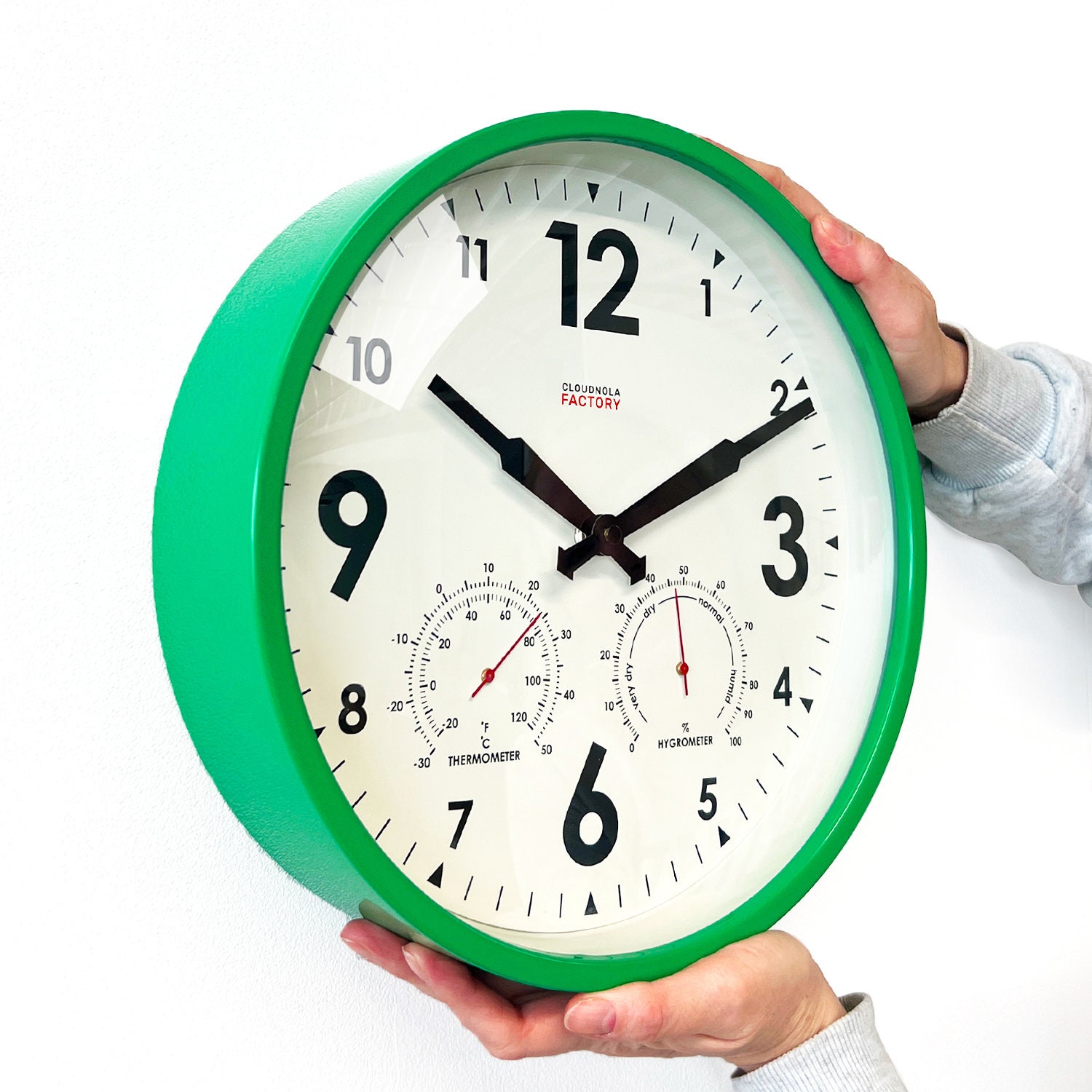 Factory Outdoor Green Wall Clock Weather-ready Station With Barometer ...