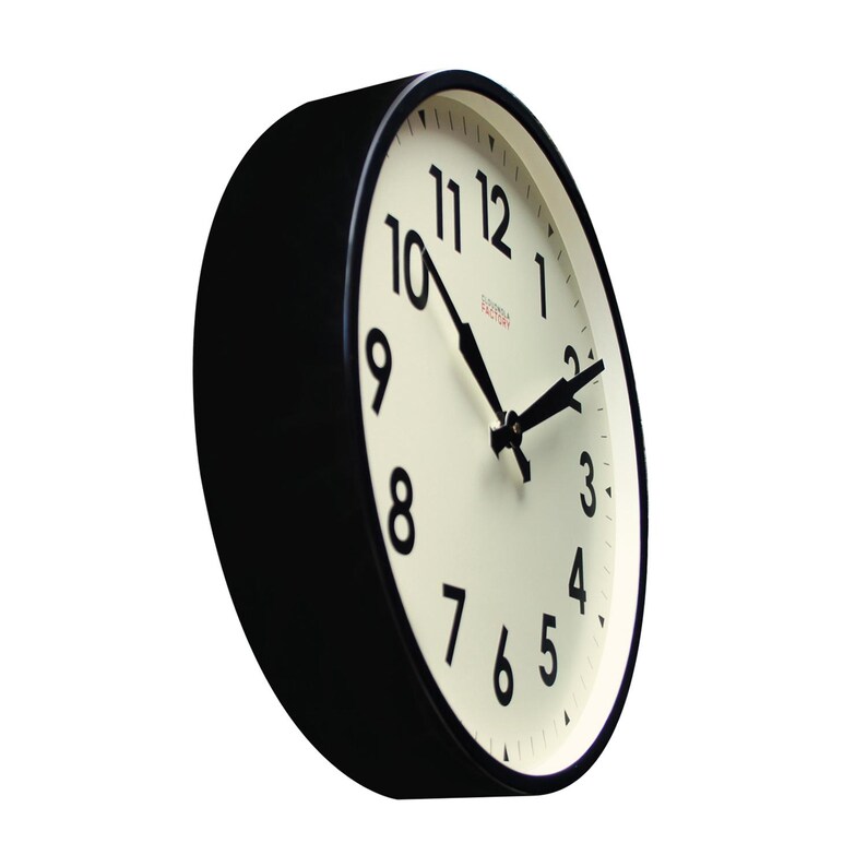 Factory Black Clock XL - Modern Silent Wall Clock: Powder-coated Steel ...
