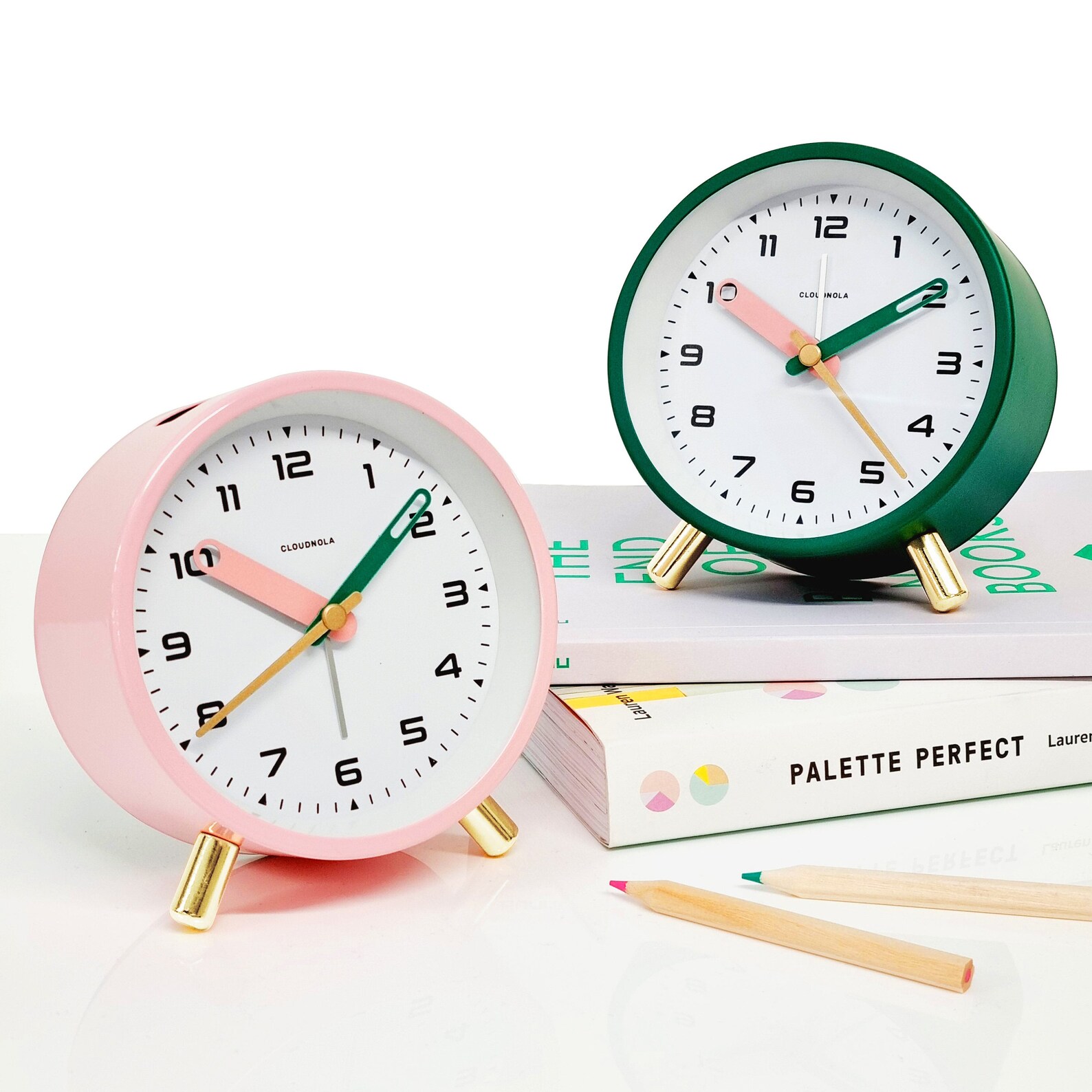 Studio Miami Green Alarm Clock - Vibrant Elegance - Golden-legged ...