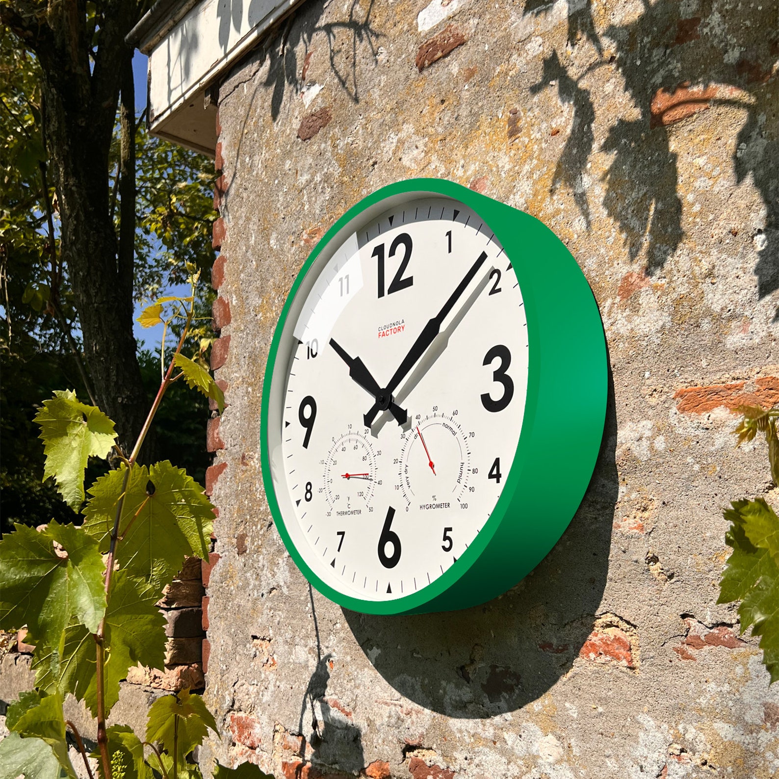 Factory Outdoor Green Wall Clock Weather-ready Station With Barometer ...
