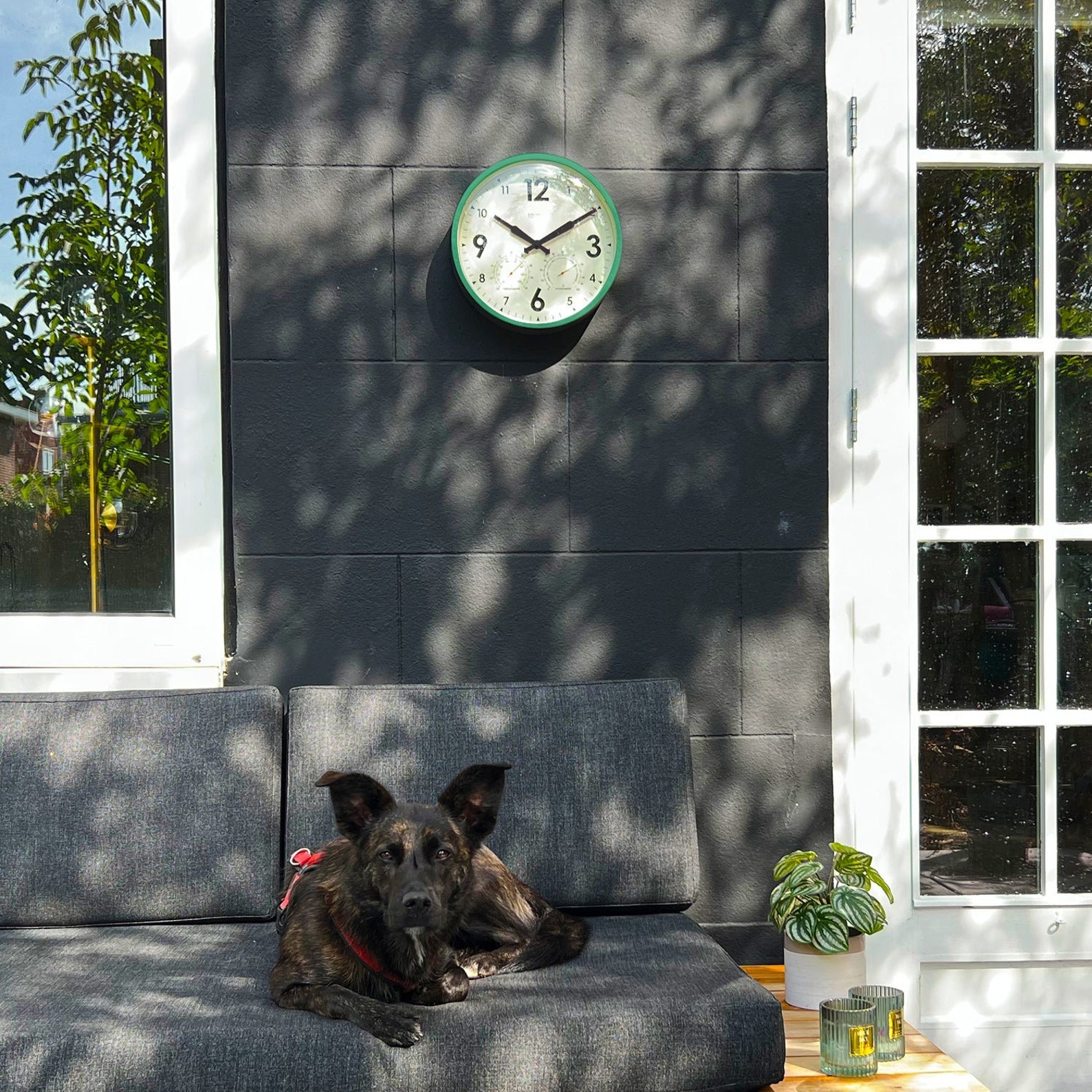 Factory Outdoor Green Wall Clock Weather-ready Station With Barometer ...