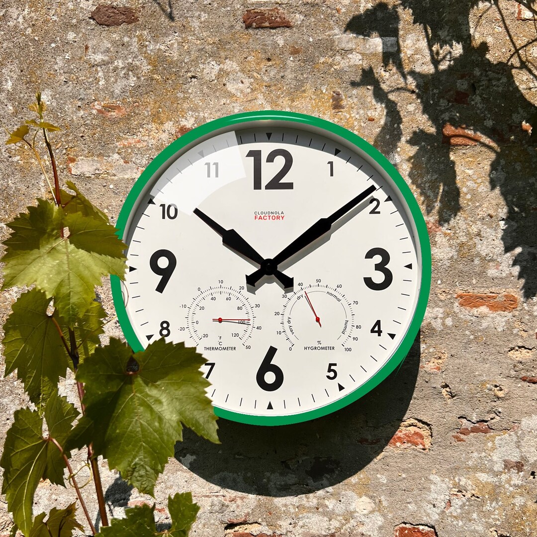 Factory Outdoor Green Wall Clock Weather-ready Station With Barometer ...