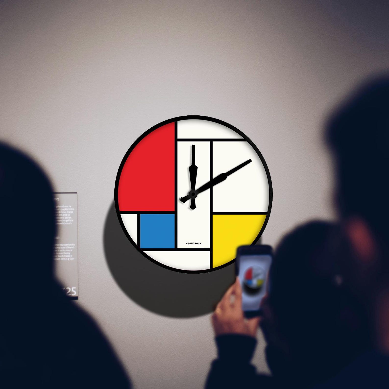 Bauhaus Clock XL Industrial Wall Clock Mondriaan Silent Steel Case ...