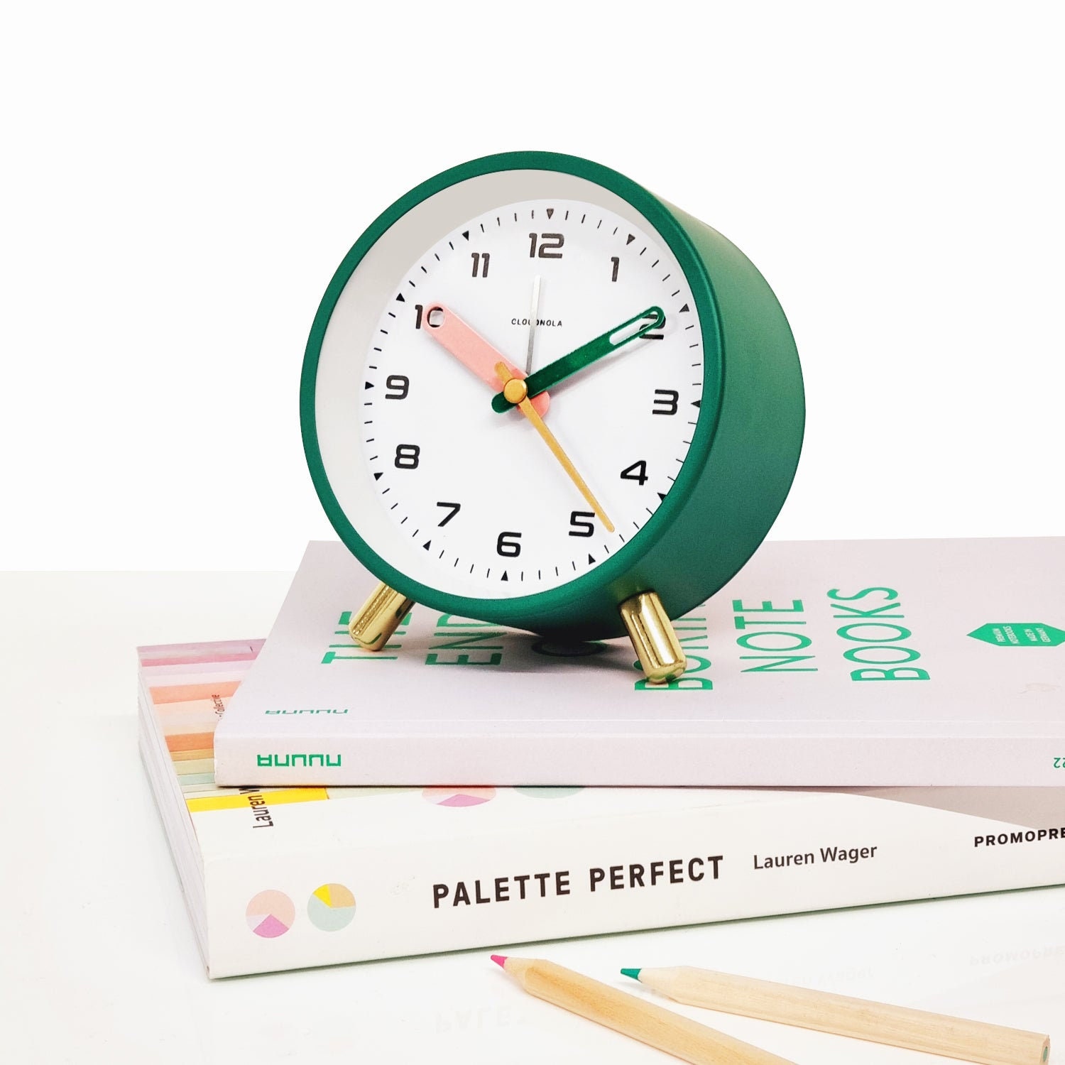 Studio Miami Green Alarm Clock - Vibrant Elegance - Golden-legged ...