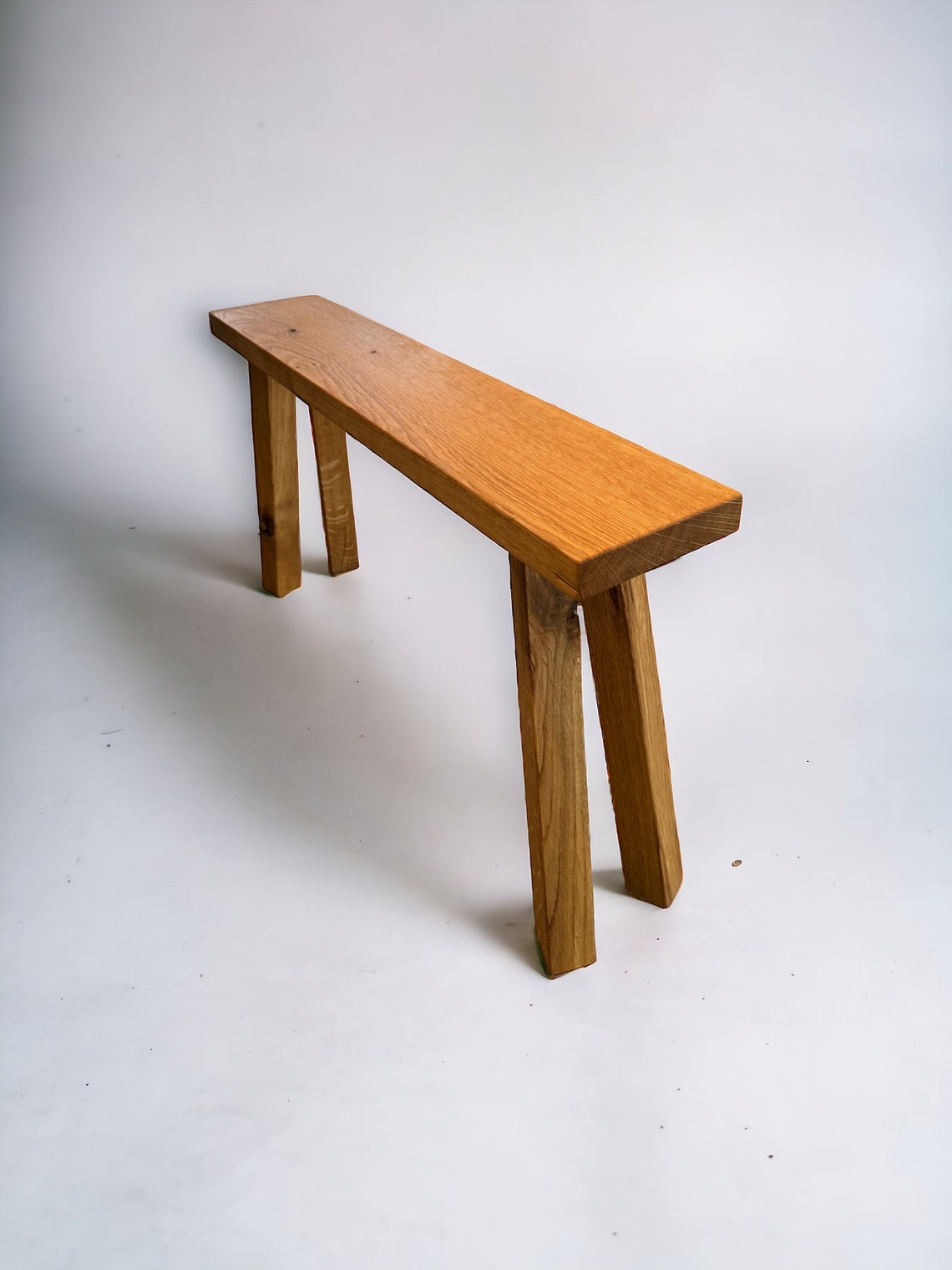 Narrow, Handcrafted Oak Bench - Ideal for Bathrooms, Compact for Towels ...