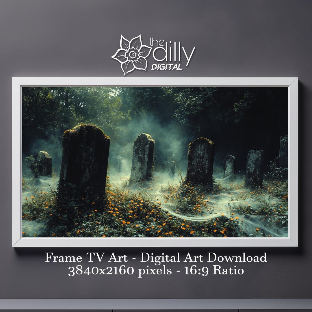 Frame TV Art Halloween Creepy Cemetery Tombstones Digital Download for ...