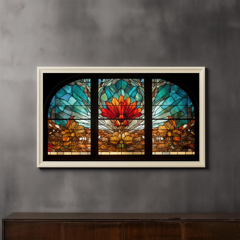 Samsung Frame TV Art | Stained Glass Window | Ornate Floral Art Print ...