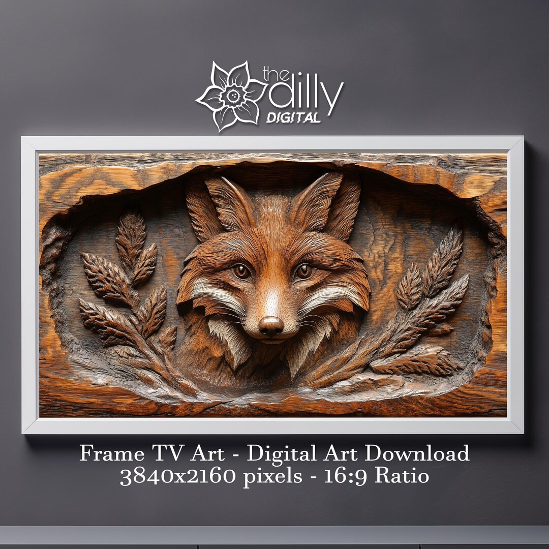 Frame TV Art Fox Carving Art Digital Download for Frame TV - Etsy