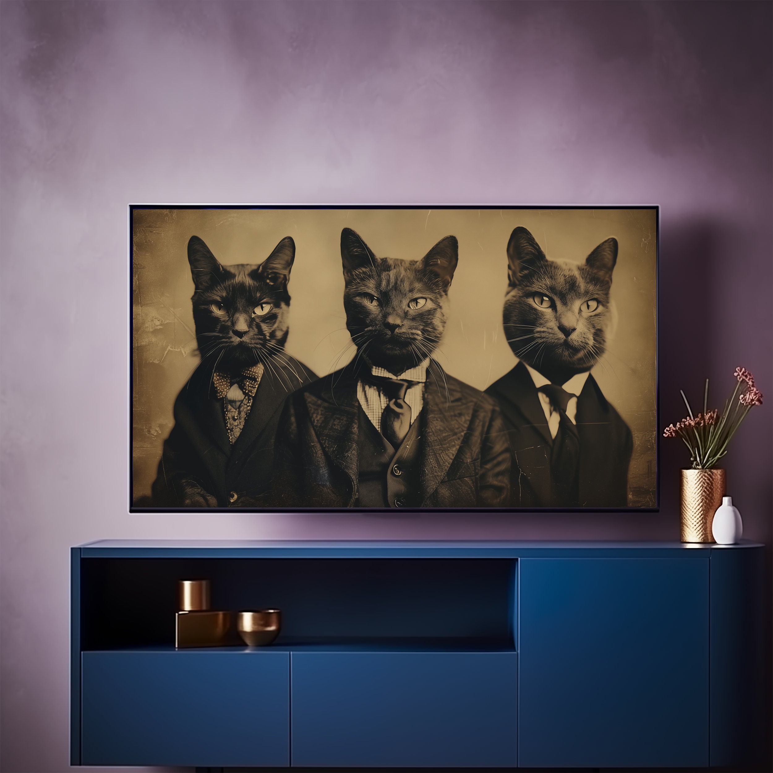 Samsung Frame TV Art | Vintage Cats in Suits | Gentleman Pet Portrait ...