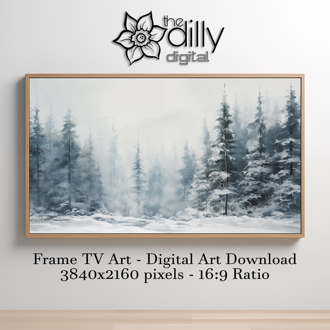 Samsung Frame TV Art | Misty Winter Painting | Digital Download | Snowy ...