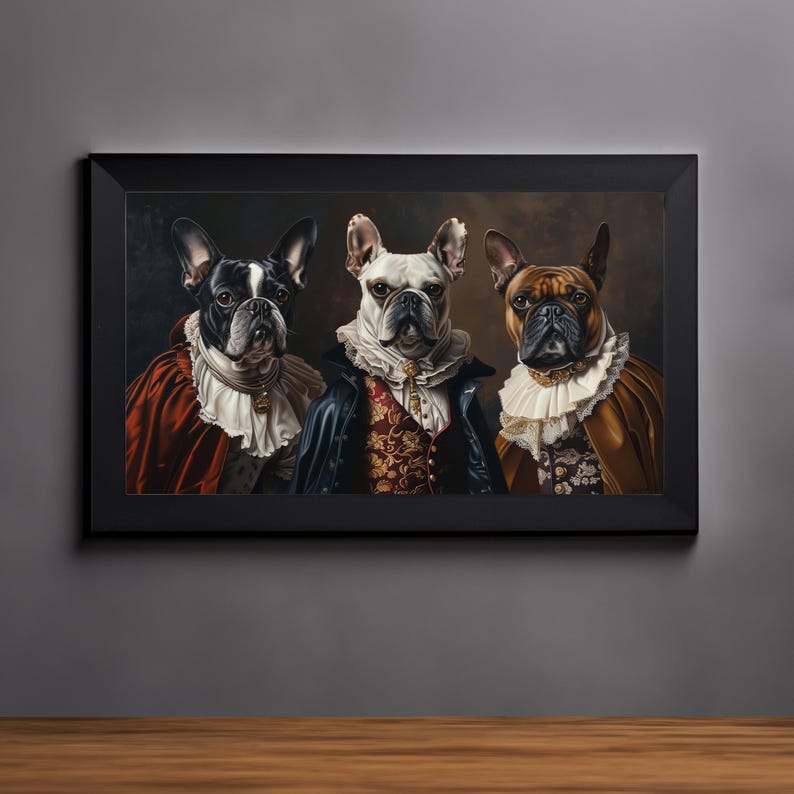 Samsung Frame TV Art | French Bulldogs Portrait | Rococo Animal Art ...