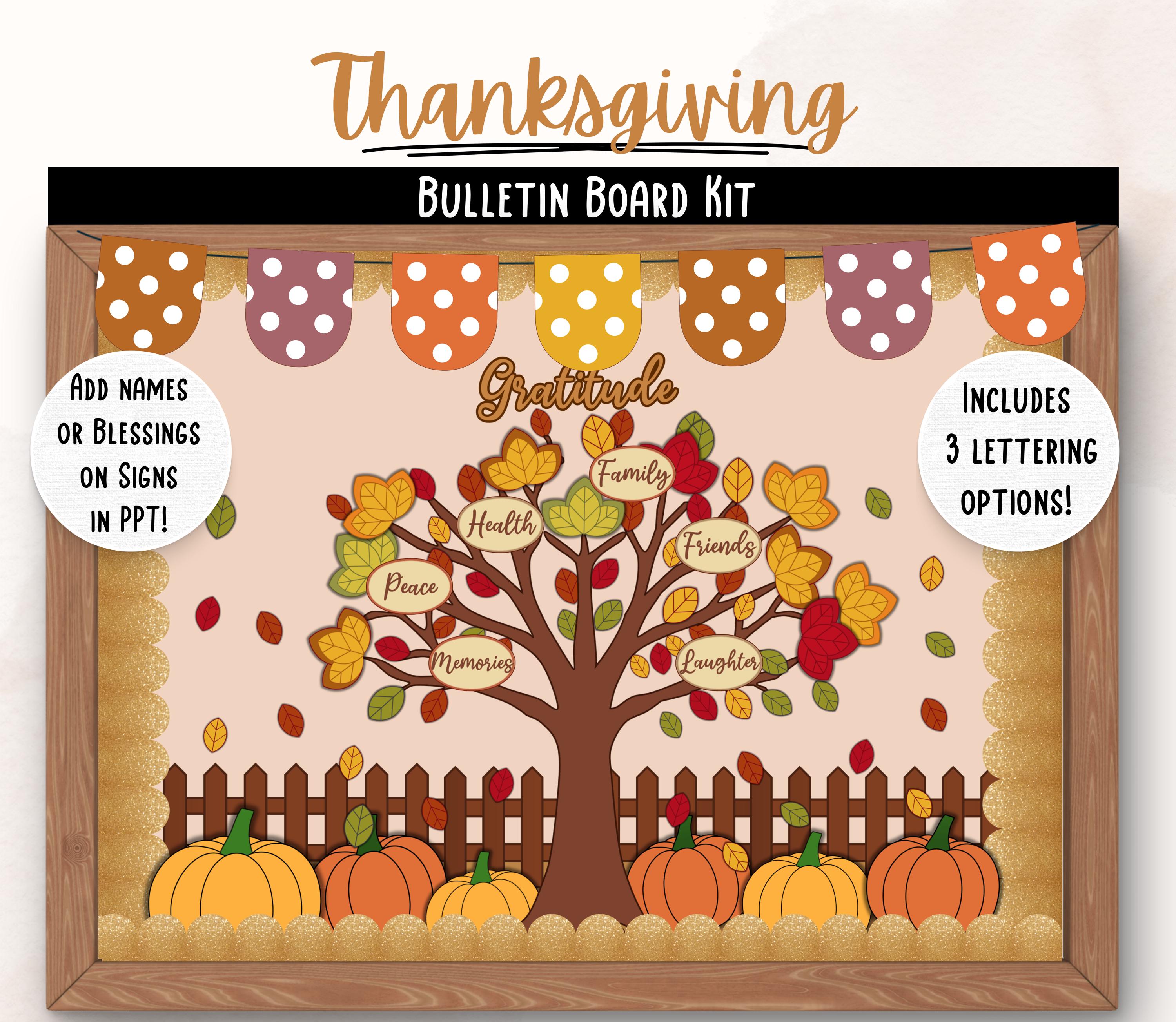 Thanksgiving Decor Bulletin Board Kit | Door Decoration Classroom Wall ...