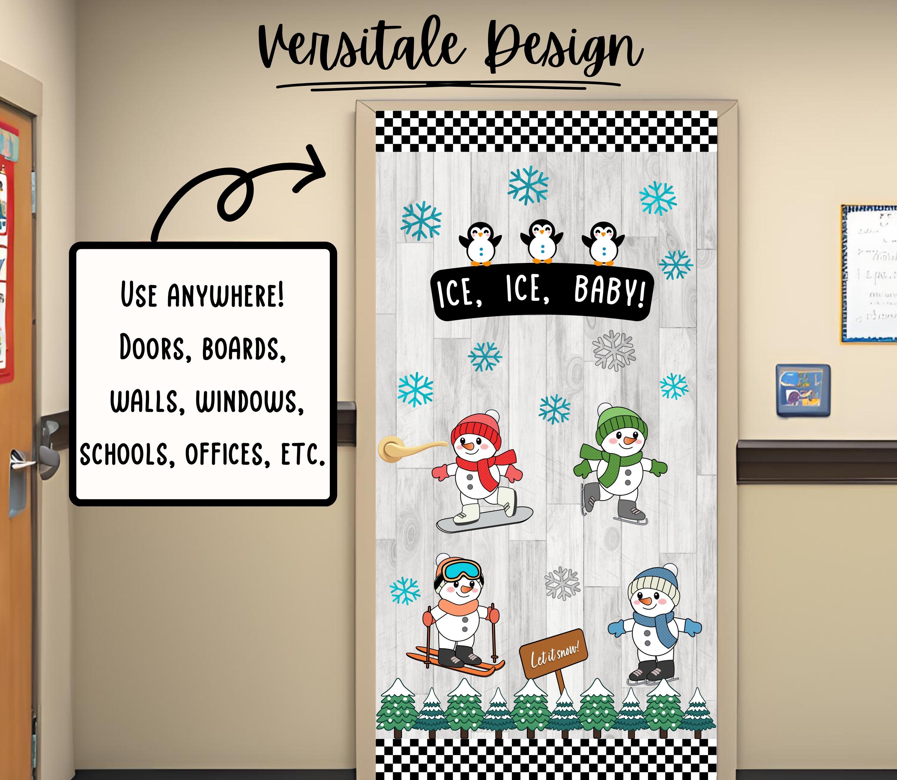 Winter Sports Bulletin Board Kit, New Year Snowman Skiing Snowboarding ...