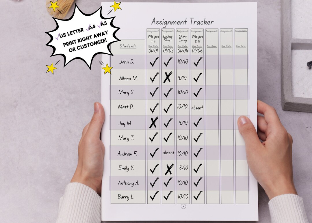 Assignment Homework Tracker School Course Online for Teachers Lesson ...
