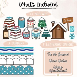 Winter December Christmas Bulletin Board Kit, School Door Decor ...