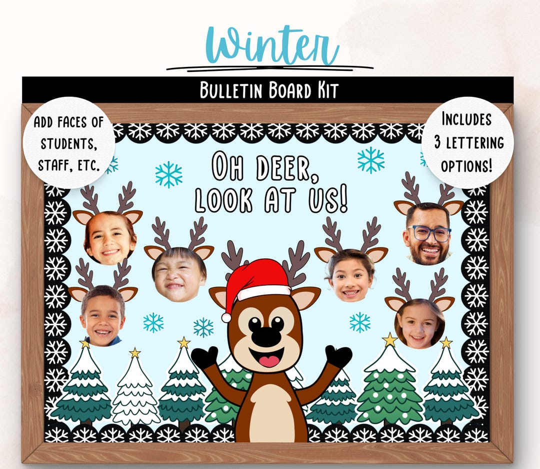 Winter December Christmas Bulletin Board Kit, School Door Decor ...