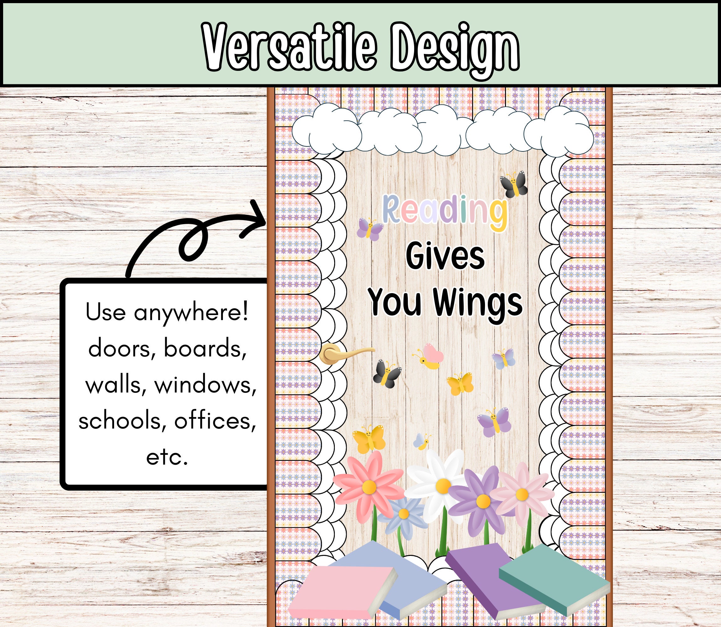 Reading Spring Bulletin Board Kit Classroom Library Door Display Book ...