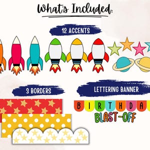 Space Birthday Bulletin Board Kit Student Display, Interactive School ...