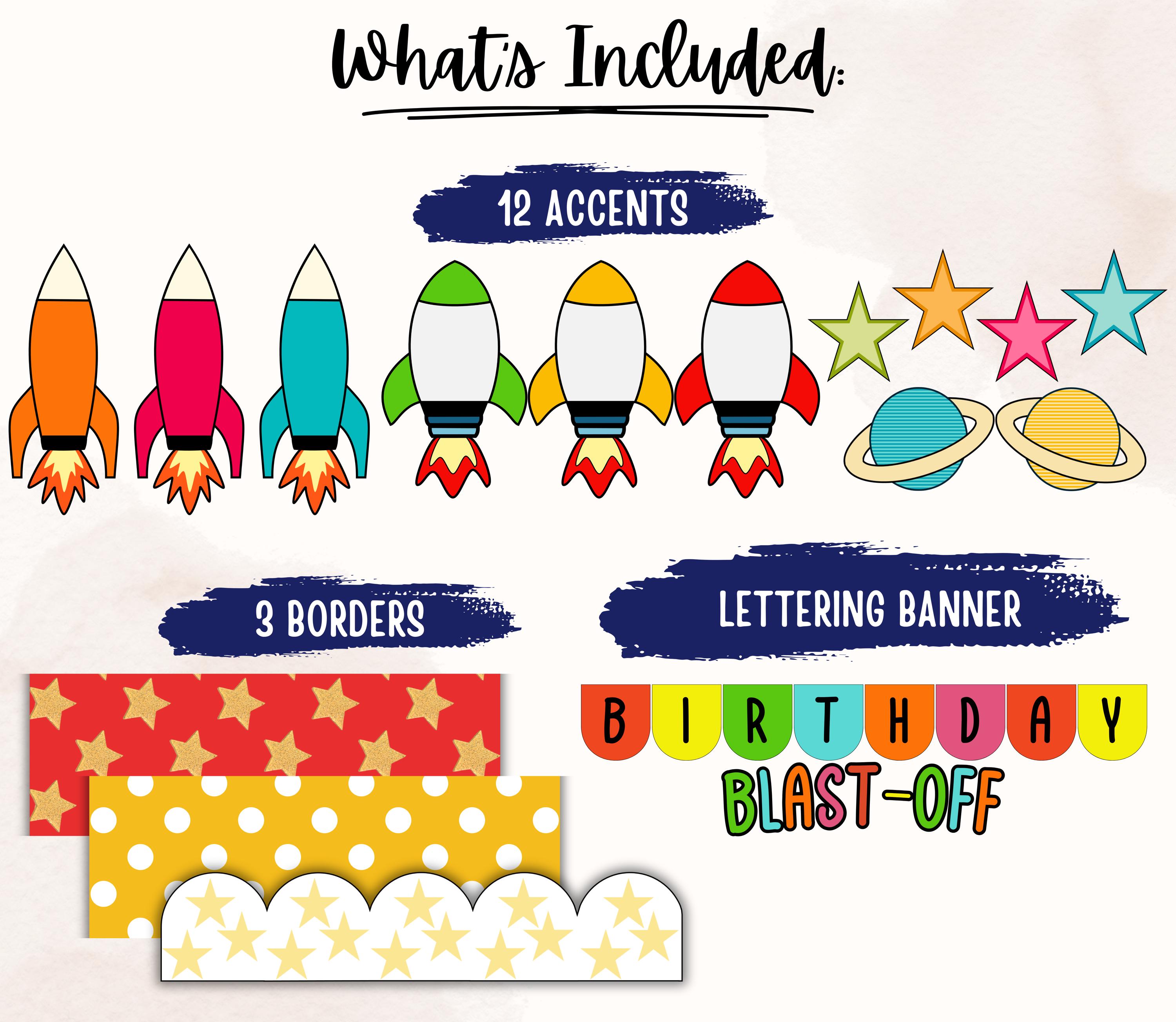 Space Birthday Bulletin Board Kit Student Display, Interactive School ...