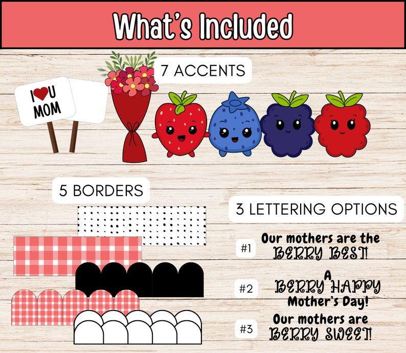 Happy Mother's Day May Bulletin Board Kit Mummy Fruit Bulletin Board ...