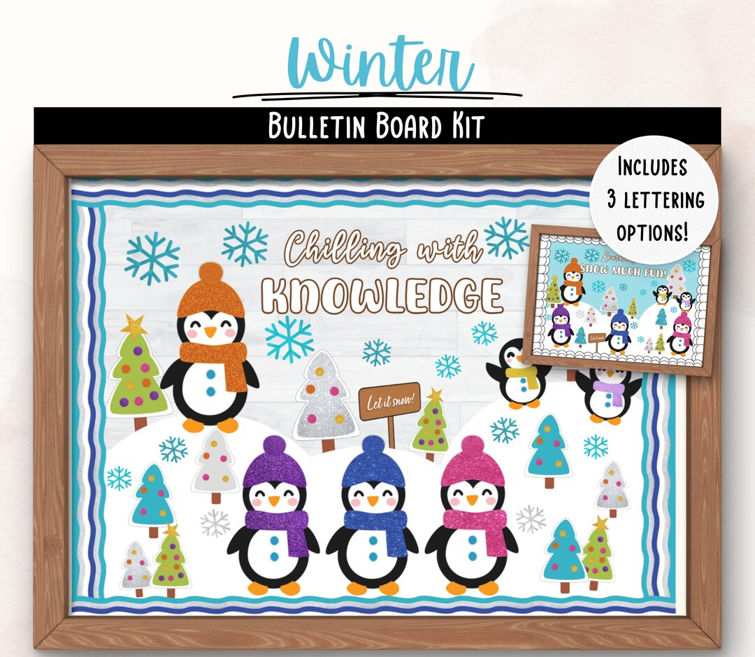 Winter December Christmas Bulletin Board Kit, School Door Decor ...