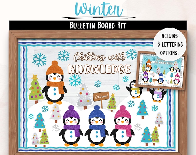 Winter Sports Bulletin Board Kit, New Year Snowman Skiing Snowboarding ...