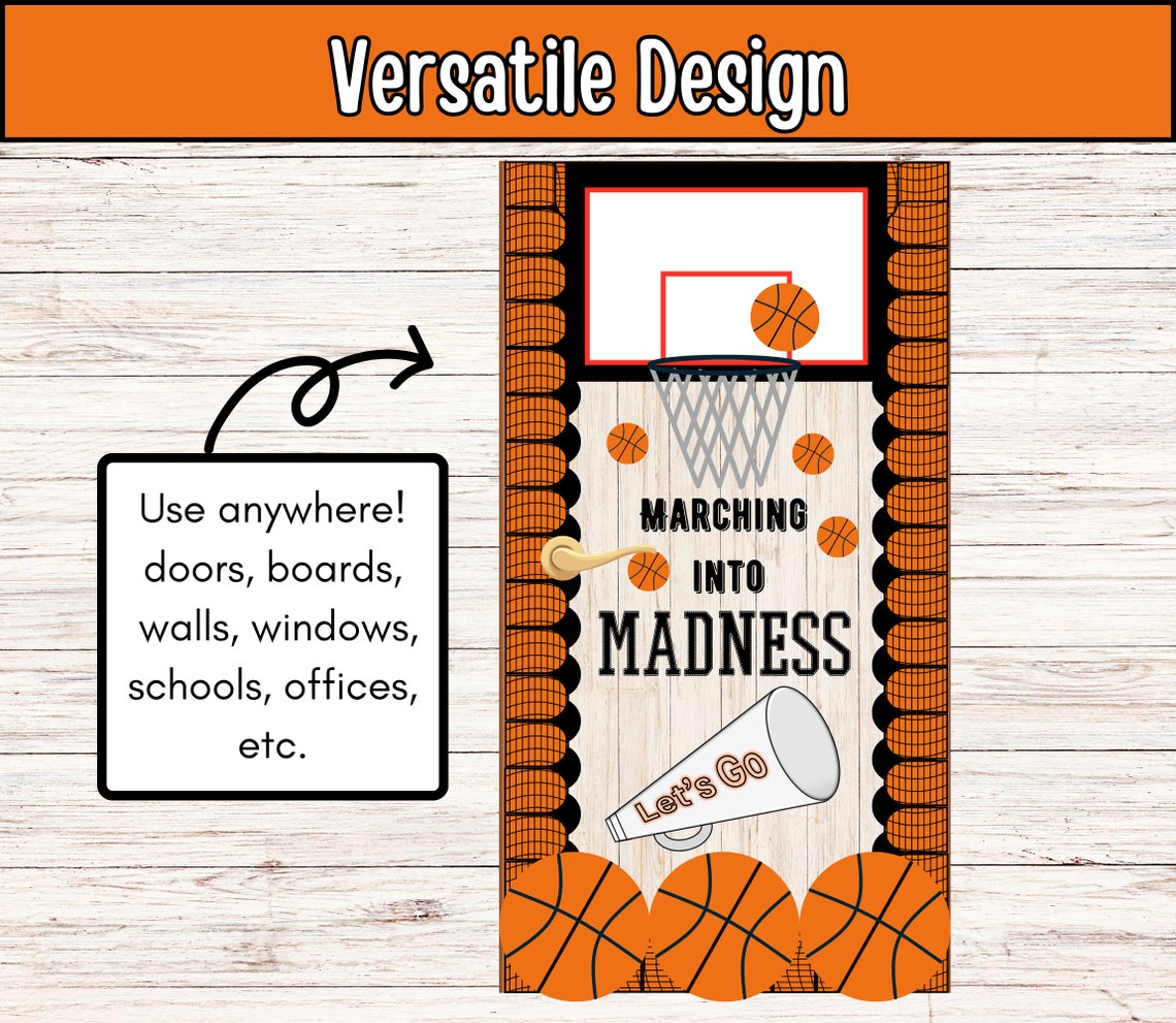 March Let the Madness Begin Bulletin Board Kit Basketball March Door ...