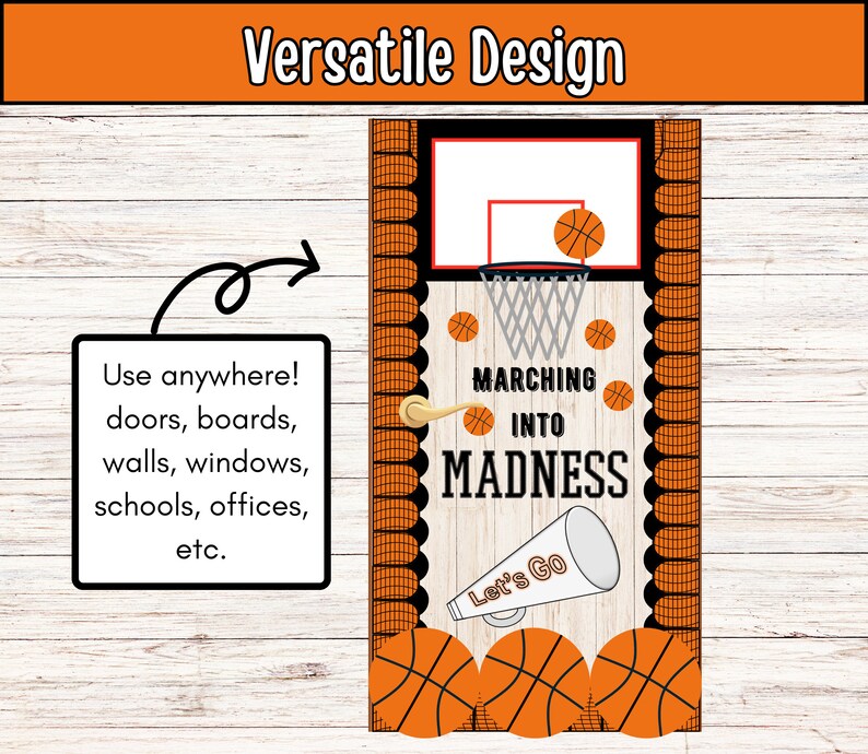 March Let the Madness Begin Bulletin Board Kit Basketball March Door ...