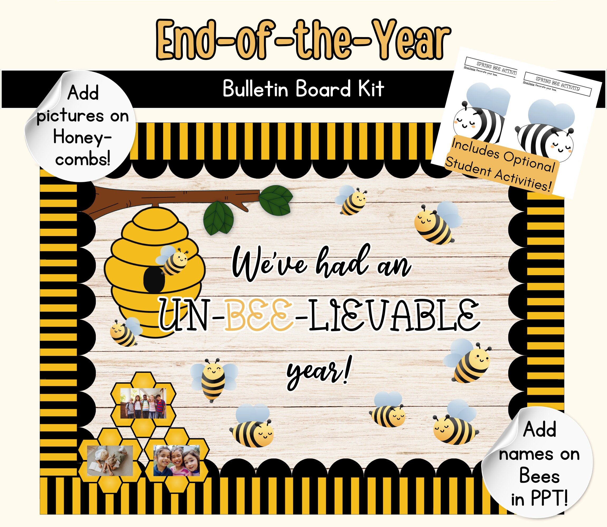 Bee End of School Year Bulletin Board Kit Classroom Library Door ...