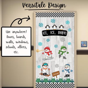 Winter Sports Bulletin Board Kit, New Year Snowman Skiing Snowboarding ...