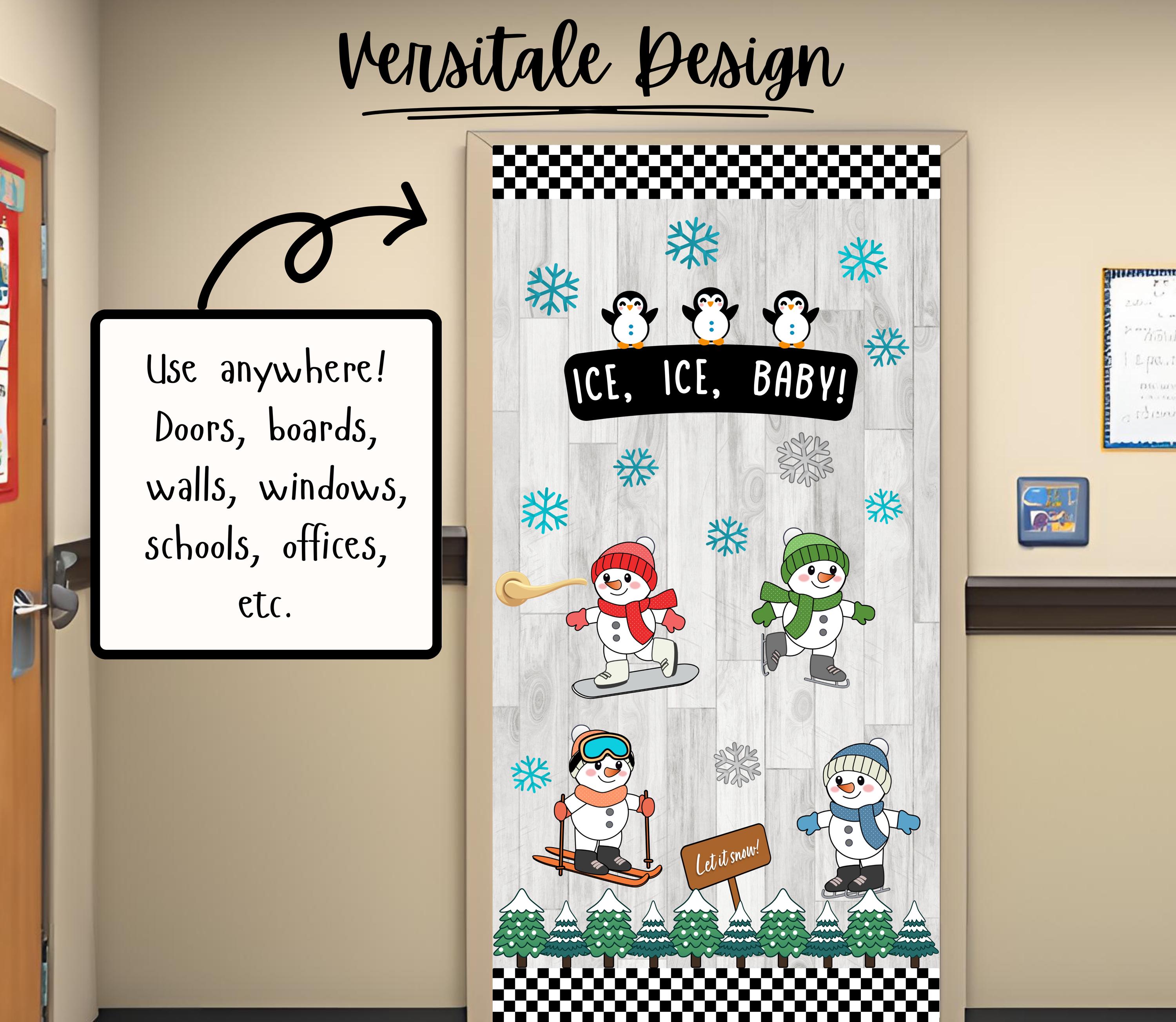 Winter Sports Bulletin Board Kit, New Year Snowman Skiing Snowboarding ...