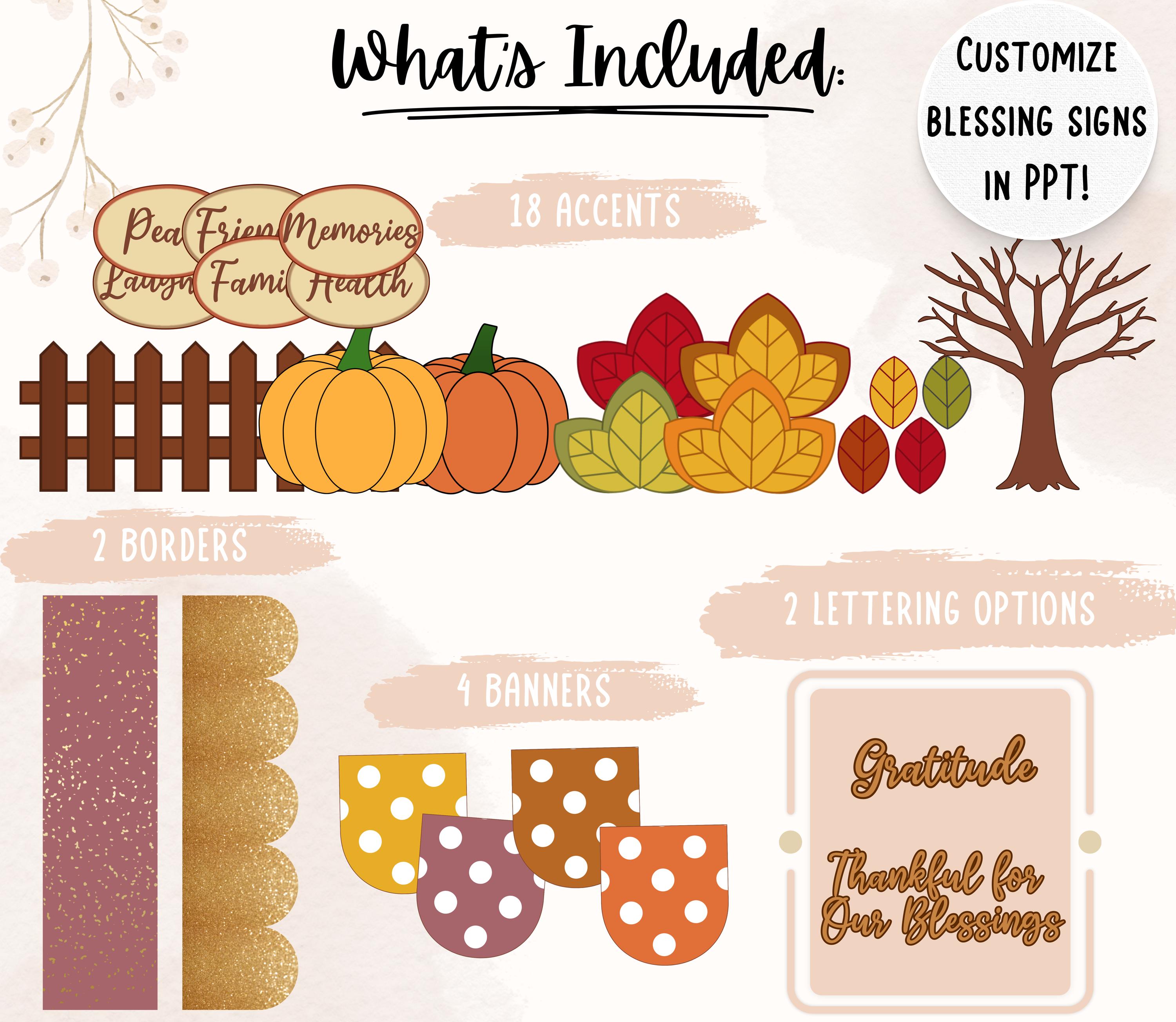 Thanksgiving Decor Bulletin Board Kit | Door Decoration Classroom Wall ...
