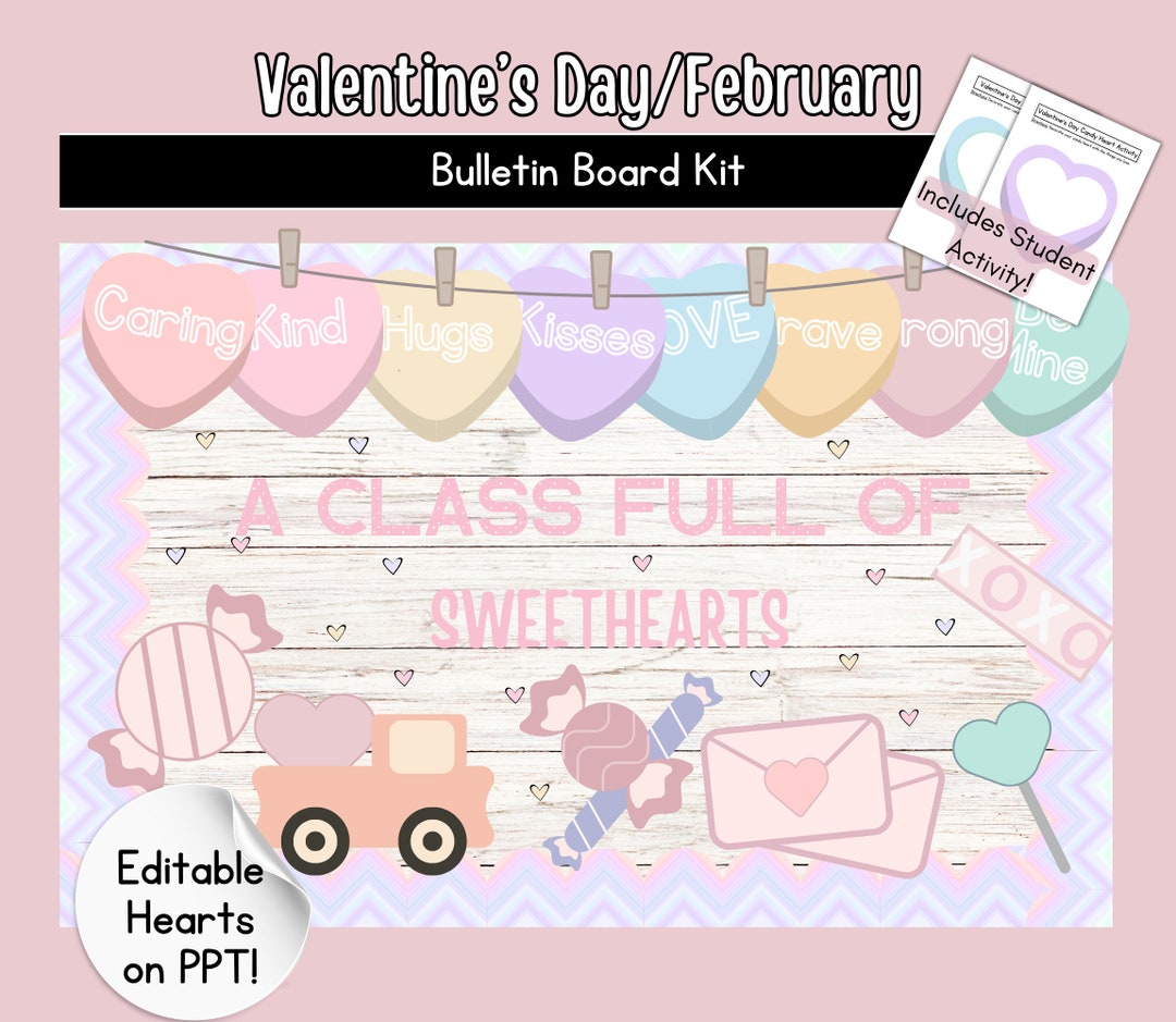 Valentine's Day Bulletin Board Activity Display Kit Cute Love ...