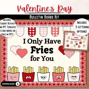 Valentine's Day Bulletin Board Kit, February Fries Heart Love Display ...