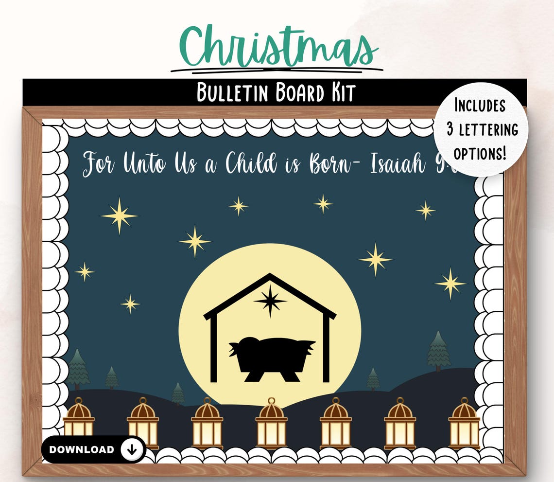 Jesus Christmas Christian Bulletin Board Kit, Winter December School ...