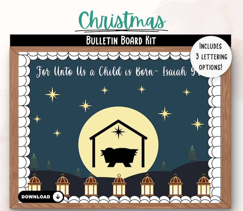 Jesus Christmas Christian Bulletin Board Kit, Winter December School ...