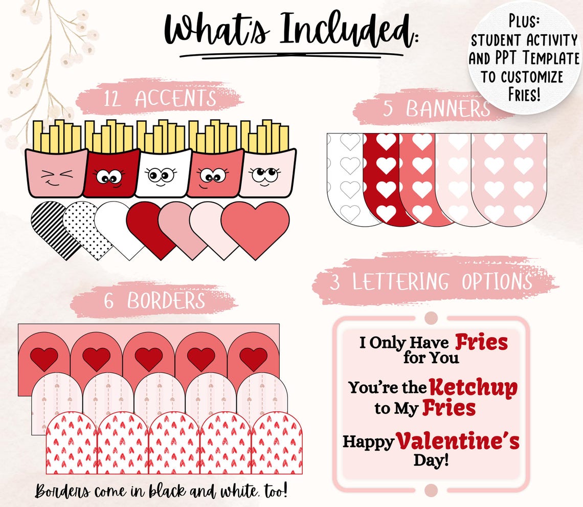 Valentine's Day Bulletin Board Kit, February Fries Heart Love Display ...