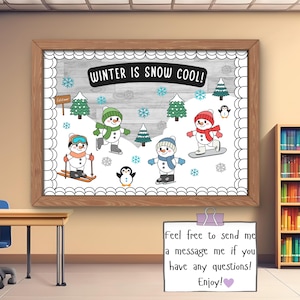 Winter Sports Bulletin Board Kit, New Year Snowman Skiing Snowboarding ...