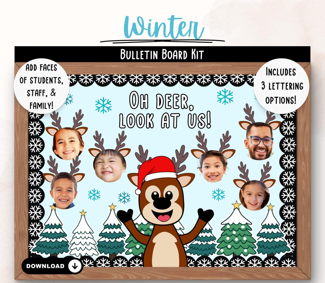 Winter December Christmas Bulletin Board Kit, School Door Decor ...