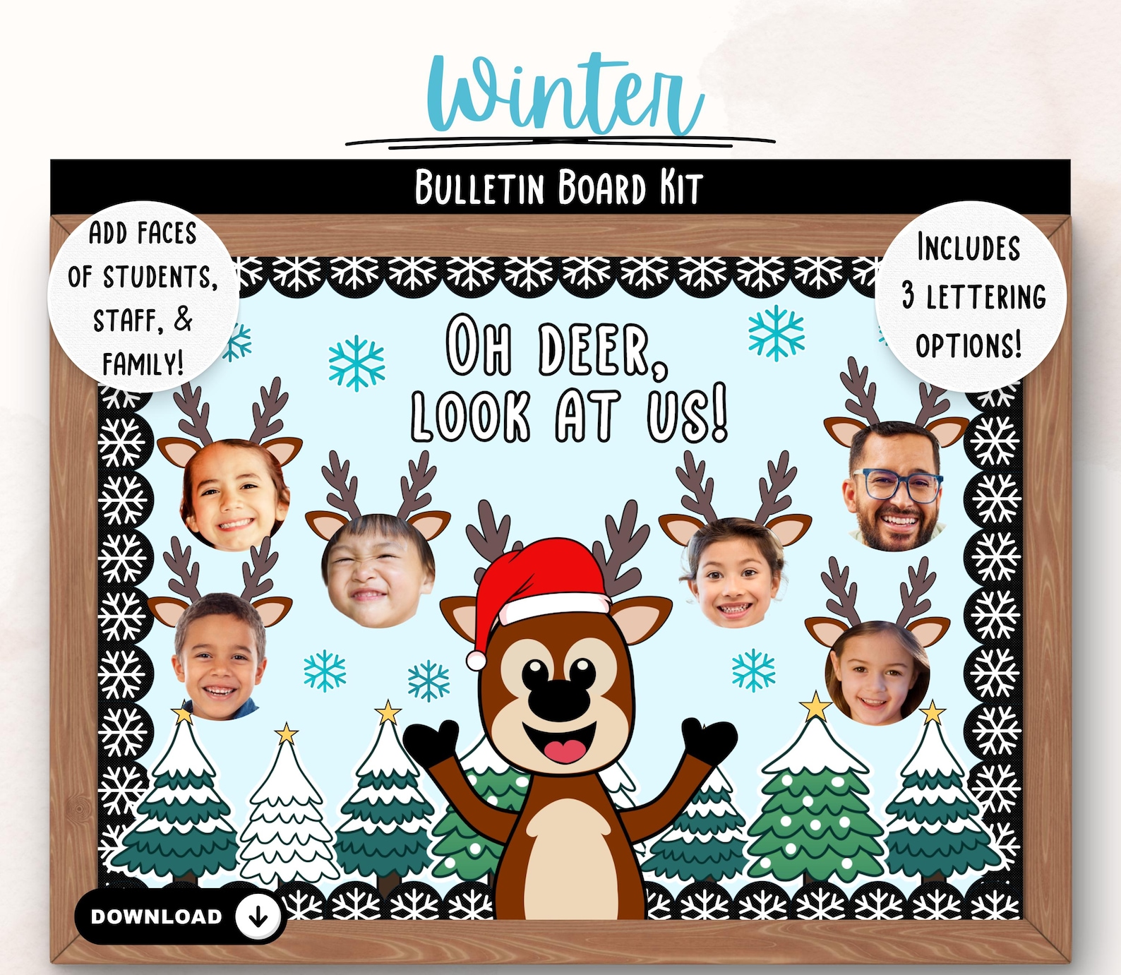 Winter December Christmas Bulletin Board Kit, School Door Decor ...