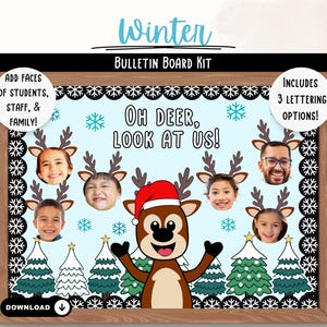 Winter December Christmas Bulletin Board Kit, School Door Decor ...