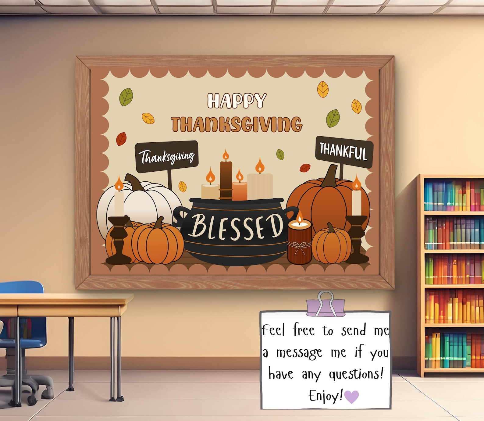 Thanksgiving Decor Bulletin Board Kit Fall Bulletin Board Kit Door ...