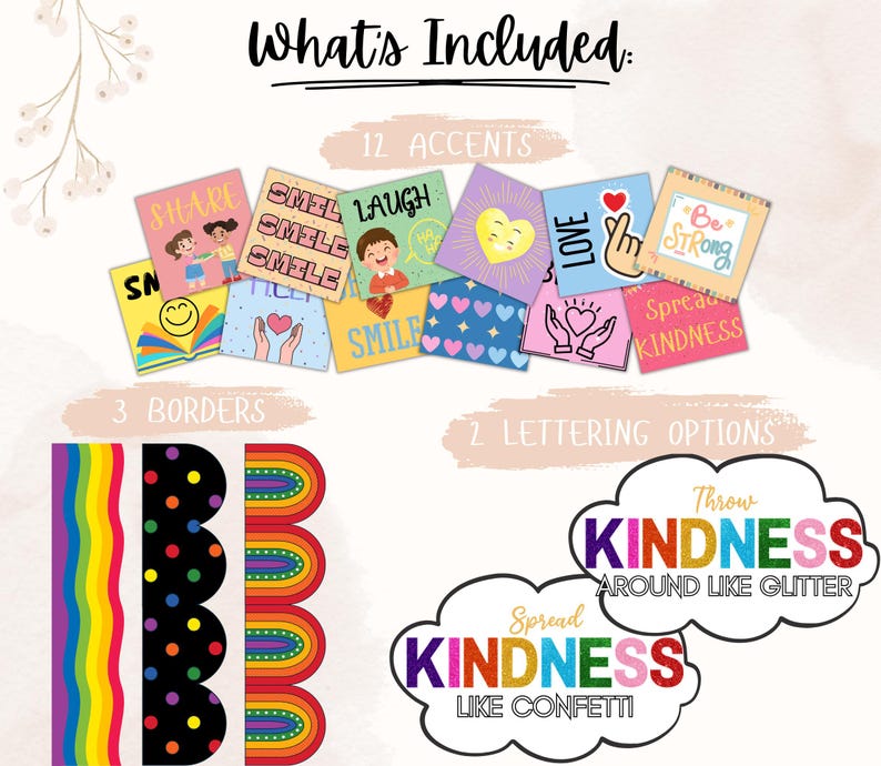 Kindness Decor Bulletin Board Kit Door Decorations Classroom ...