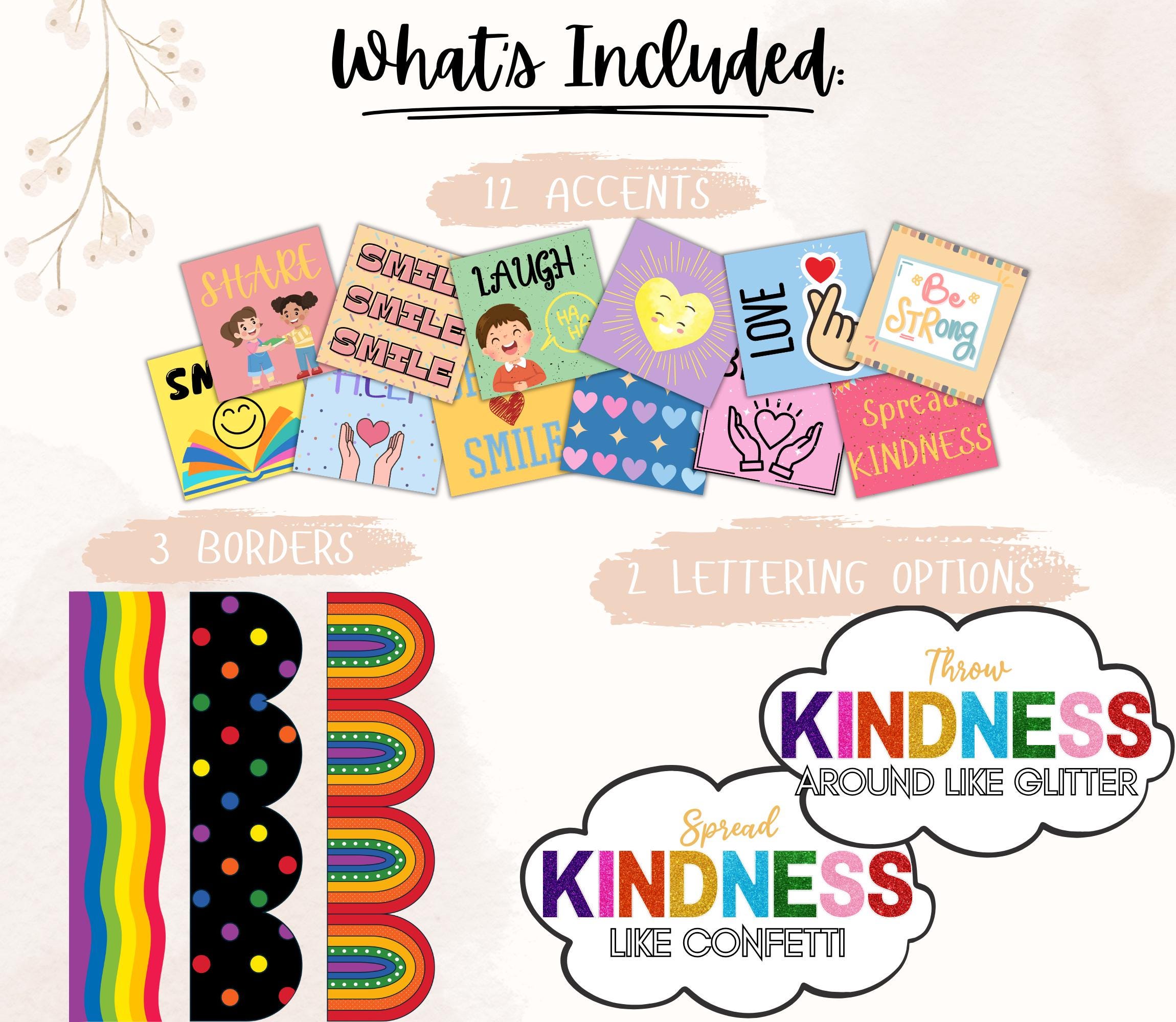 Kindness Decor Bulletin Board Kit Door Decorations Classroom ...
