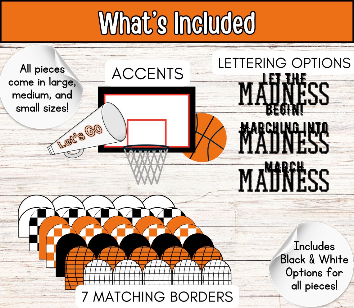 March Let the Madness Begin Bulletin Board Kit Basketball March Door ...