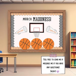 March Let the Madness Begin Bulletin Board Kit, Basketball Door Display ...