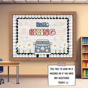 Retro Spring Bulletin Board Kit Groovy Classroom Library Door Display ...